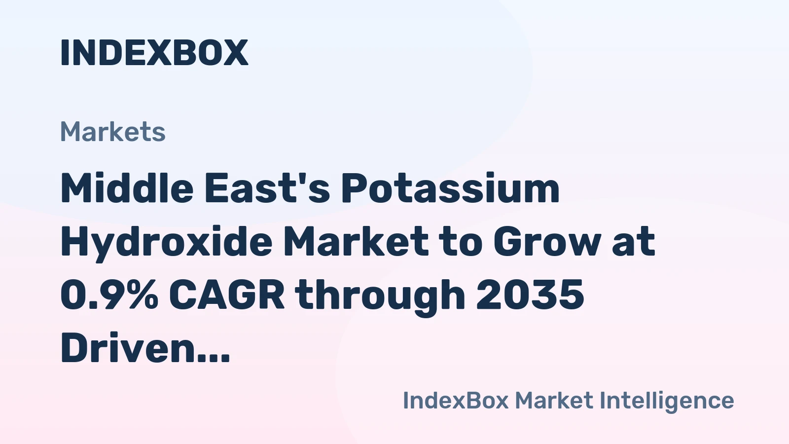Middle East's Potassium Hydroxide Market to Grow at 0.9% CAGR through 2035 Driven by Increasing Demand