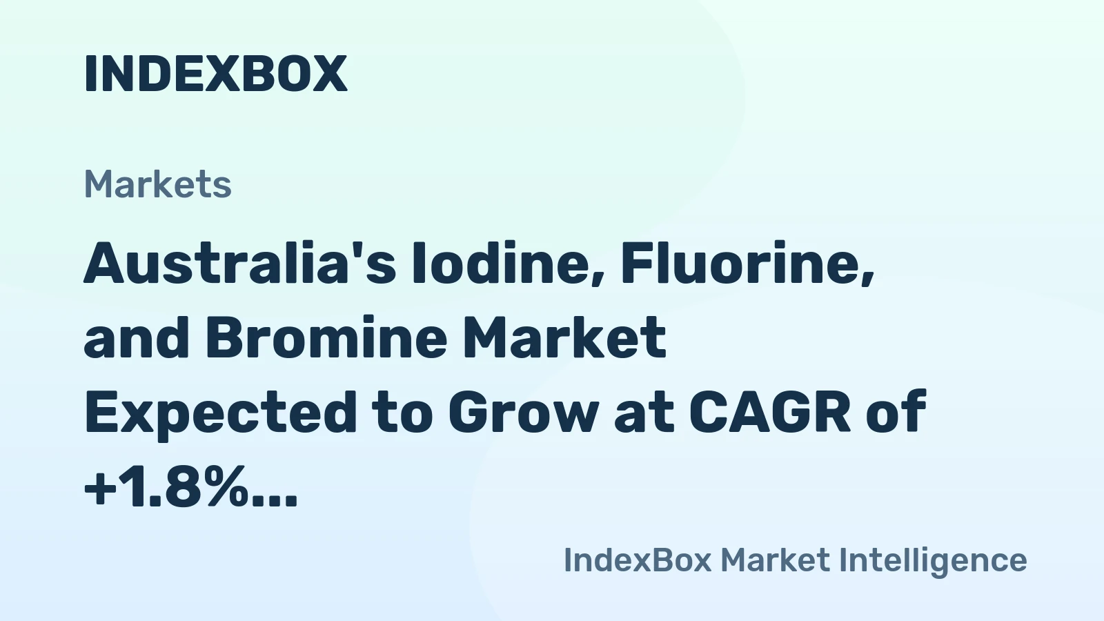 Australia's Iodine, Fluorine, and Bromine Market Expected to Grow at CAGR of +1.8% by 2035