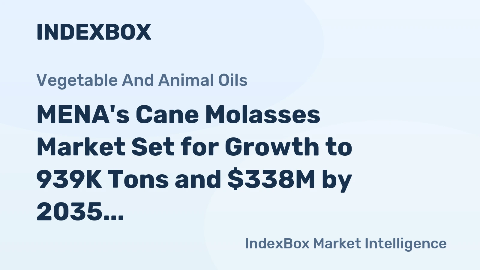 MENA's Cane Molasses Market Set for Growth to 939K Tons and $338M by 2035