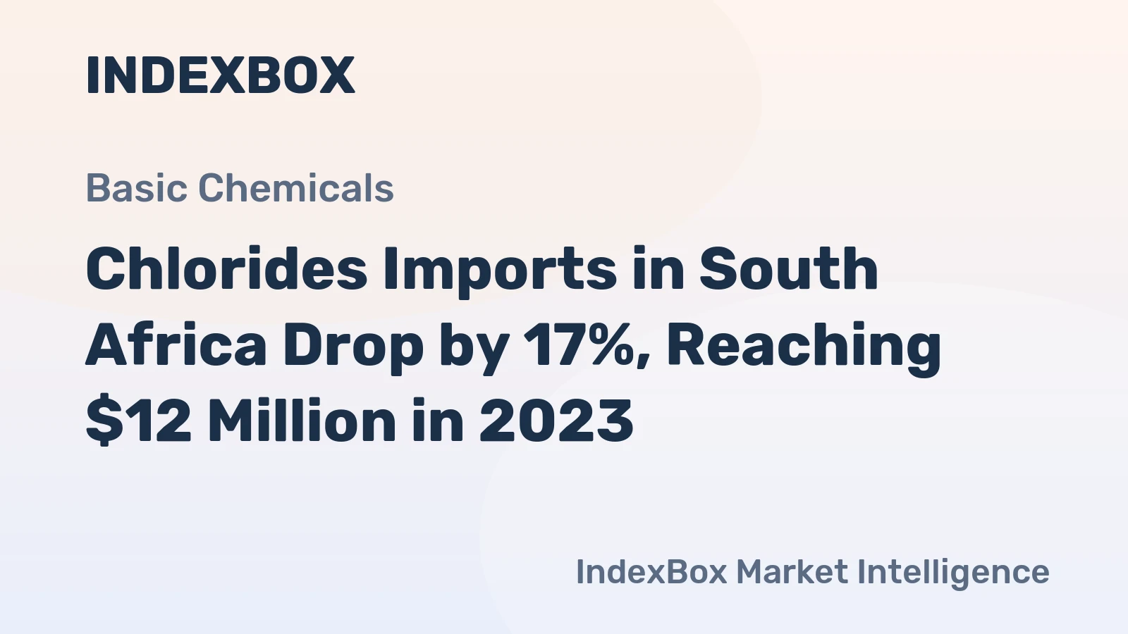 Chlorides Imports in South Africa Drop by 17%, Reaching $12 Million in 2023