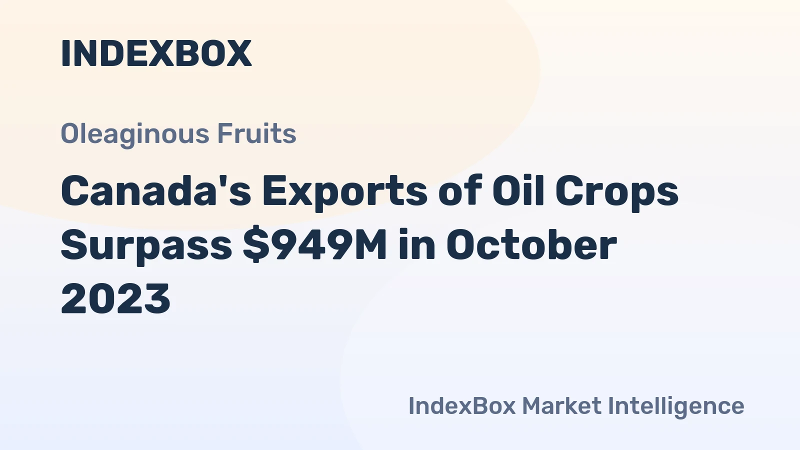 Canada's Exports of Oil Crops Surpass $949M in October 2023