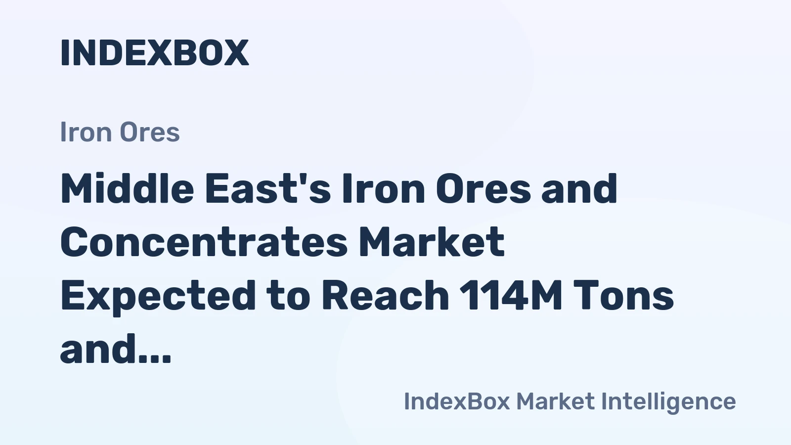 Middle East's Iron Ores and Concentrates Market Expected to Reach 114M Tons and $16.6B by 2035