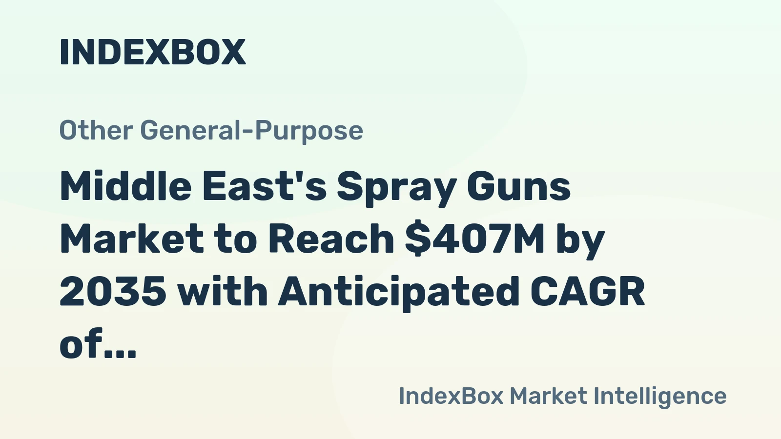 Middle East's Spray Guns Market to Reach $407M by 2035 with Anticipated CAGR of +3.6%