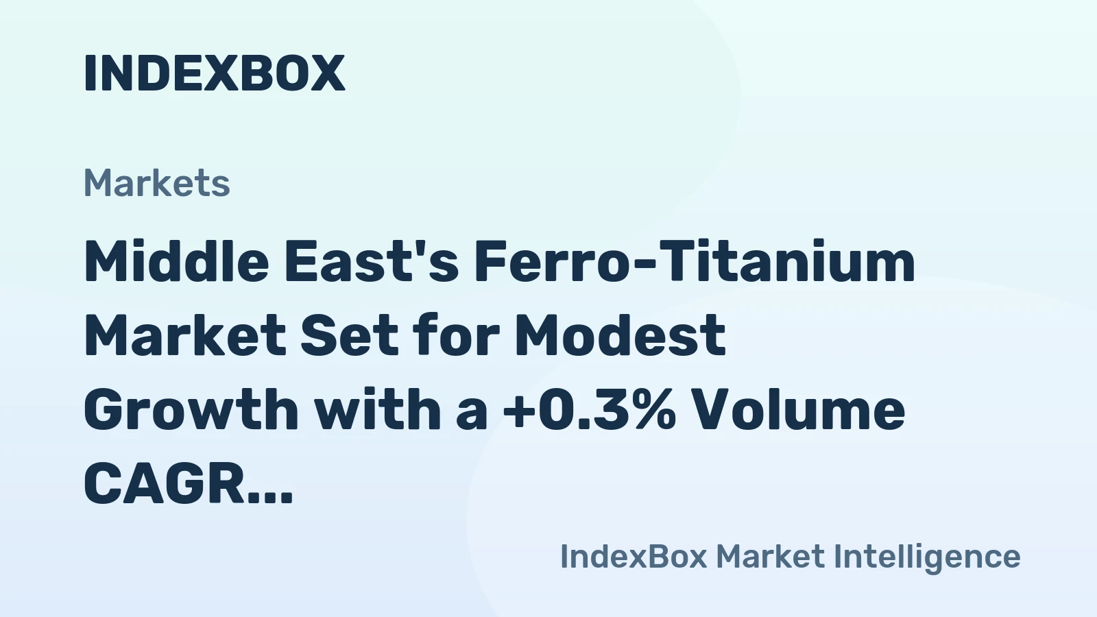 Middle East's Ferro-Titanium Market Set for Modest Growth with a +0.3% Volume CAGR Through 2035