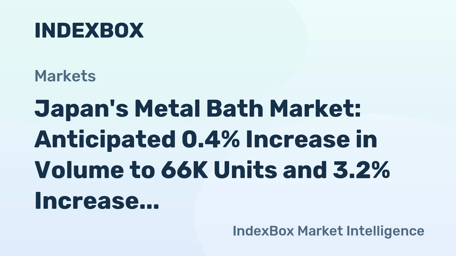 Japan's Metal Bath Market: Anticipated 0.4% Increase in Volume to 66K Units and 3.2% Increase in Value to $1.4M by 2035