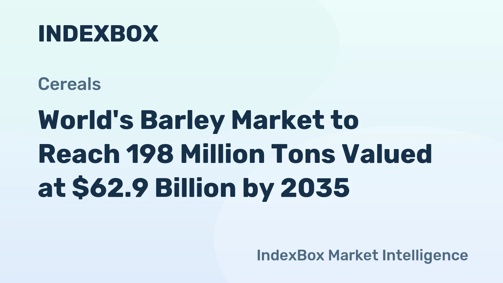 World's Barley Market to Reach 198 Million Tons Valued at $62.9 Billion by 2035