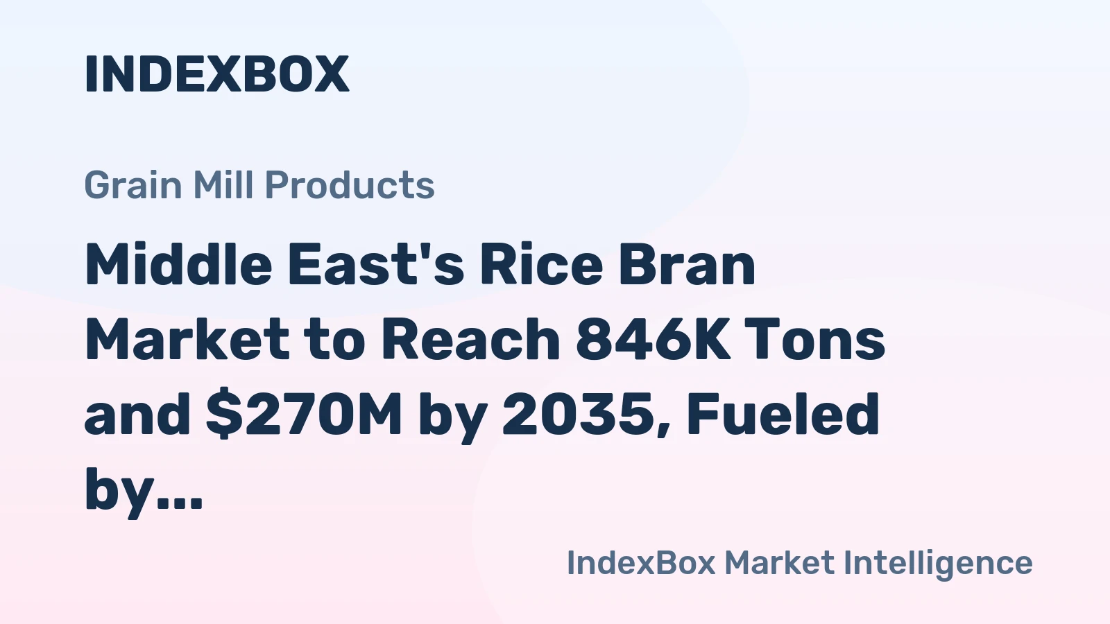Middle East's Rice Bran Market to Reach 846K Tons and $270M by 2035, Fueled by Growing Demand
