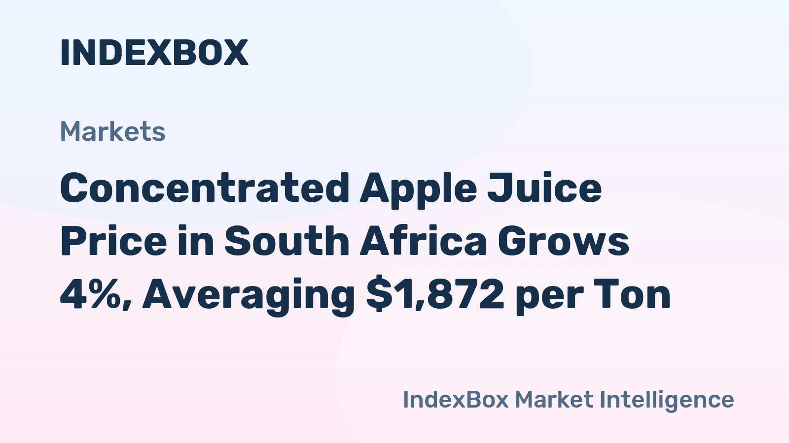 Concentrated Apple Juice Price in South Africa Grows 4%, Averaging $1,872 per Ton