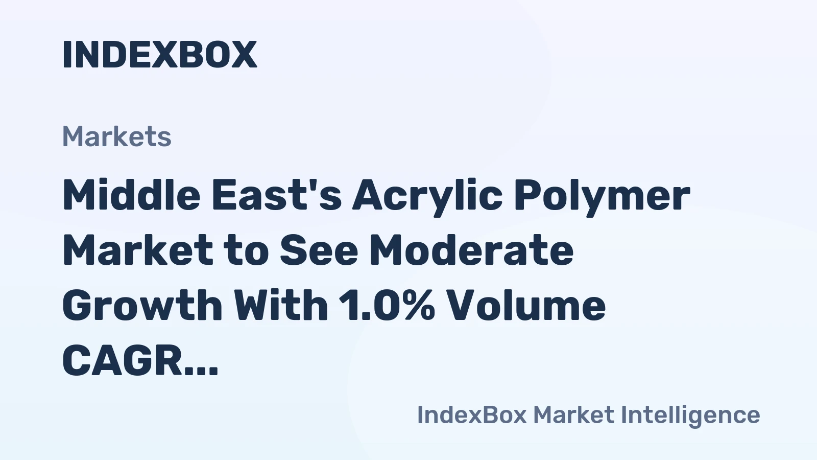 Middle East's Acrylic Polymer Market to See Moderate Growth With 1.0% Volume CAGR Through 2035