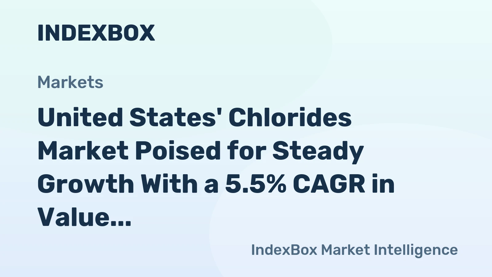 United States' Chlorides Market Poised for Steady Growth With a 5.5% CAGR in Value Through 2035