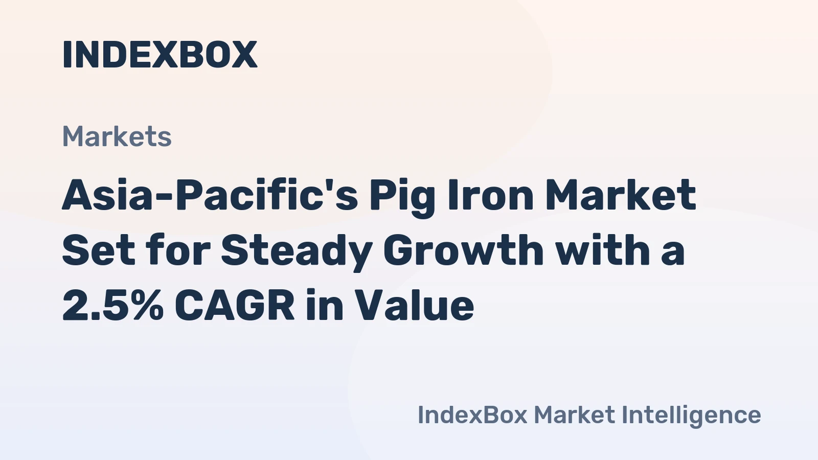 Asia-Pacific's Pig Iron Market Set for Steady Growth with a 2.5% CAGR in Value