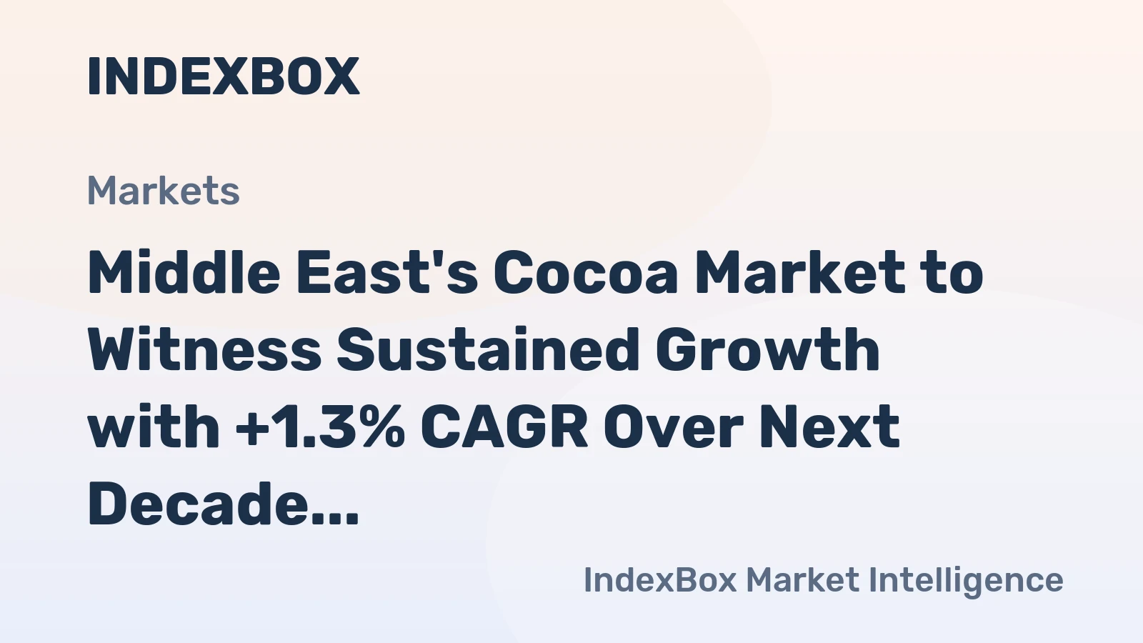 Middle East's Cocoa Market to Witness Sustained Growth with +1.3% CAGR Over Next Decade