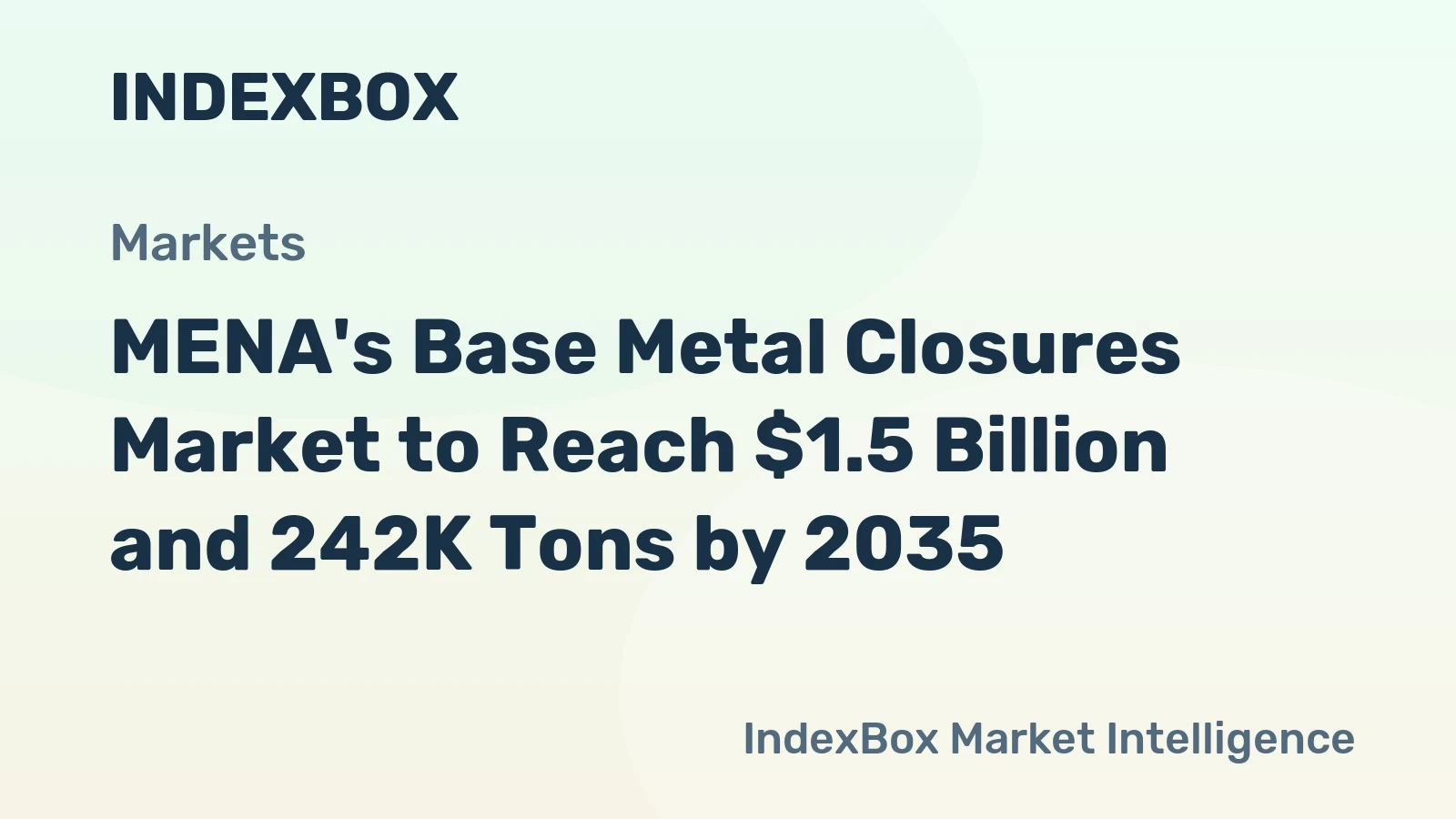 MENA's Base Metal Closures Market to Reach $1.5 Billion and 242K Tons by 2035