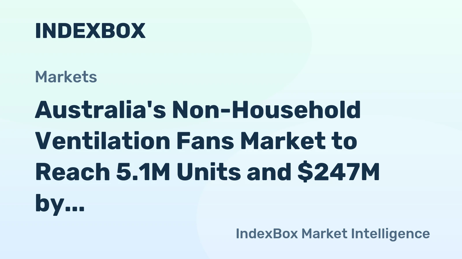 Australia's Non-Household Ventilation Fans Market to Reach 5.1M Units and $247M by 2035