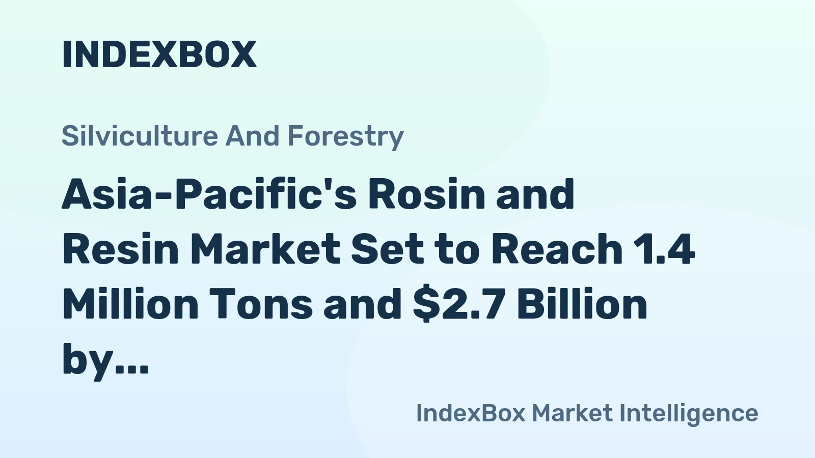 Asia-Pacific's Rosin and Resin Market Set to Reach 1.4 Million Tons and $2.7 Billion by 2035