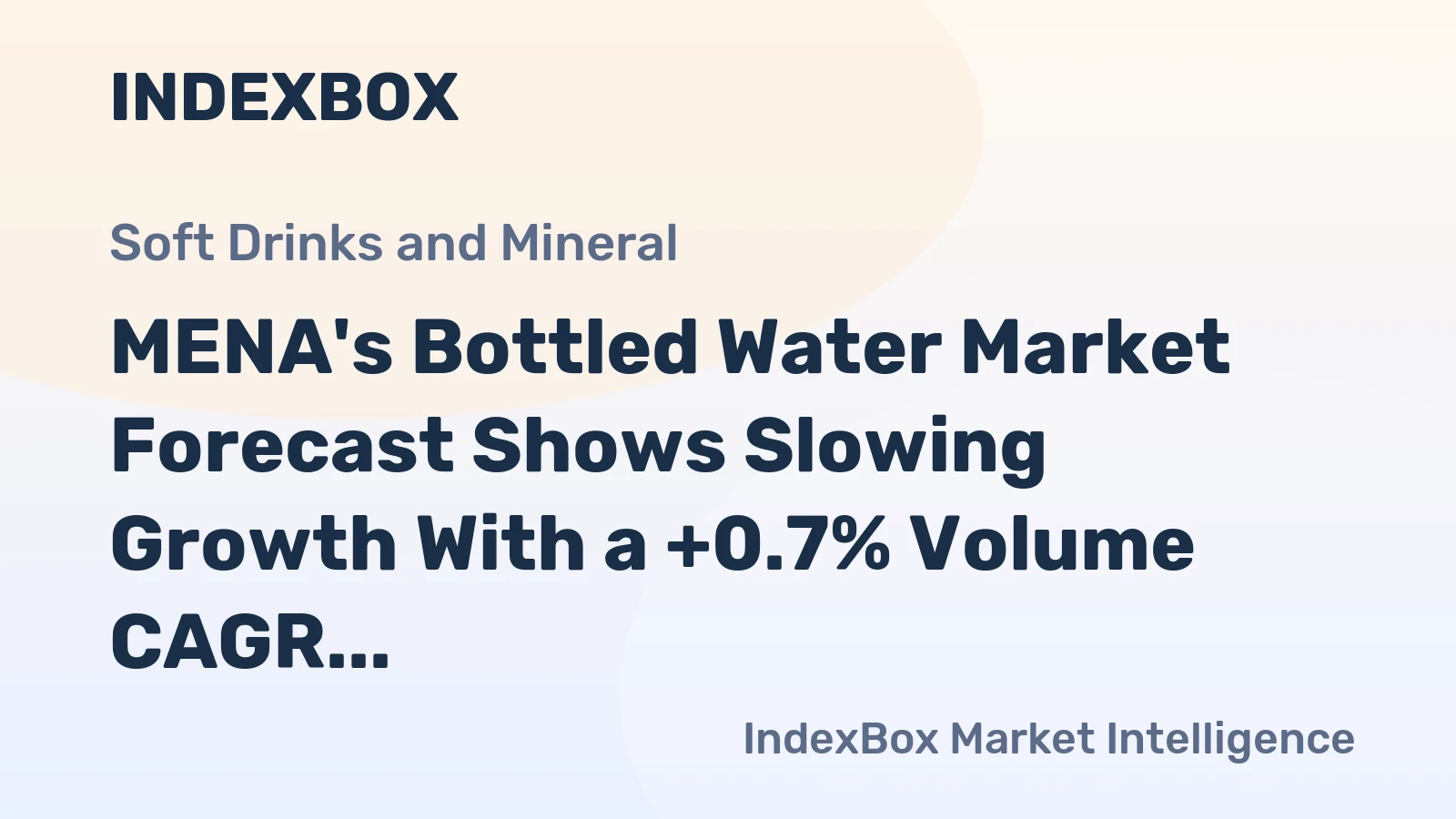 MENA's Bottled Water Market Forecast Shows Slowing Growth With a +0.7% Volume CAGR Through 2035