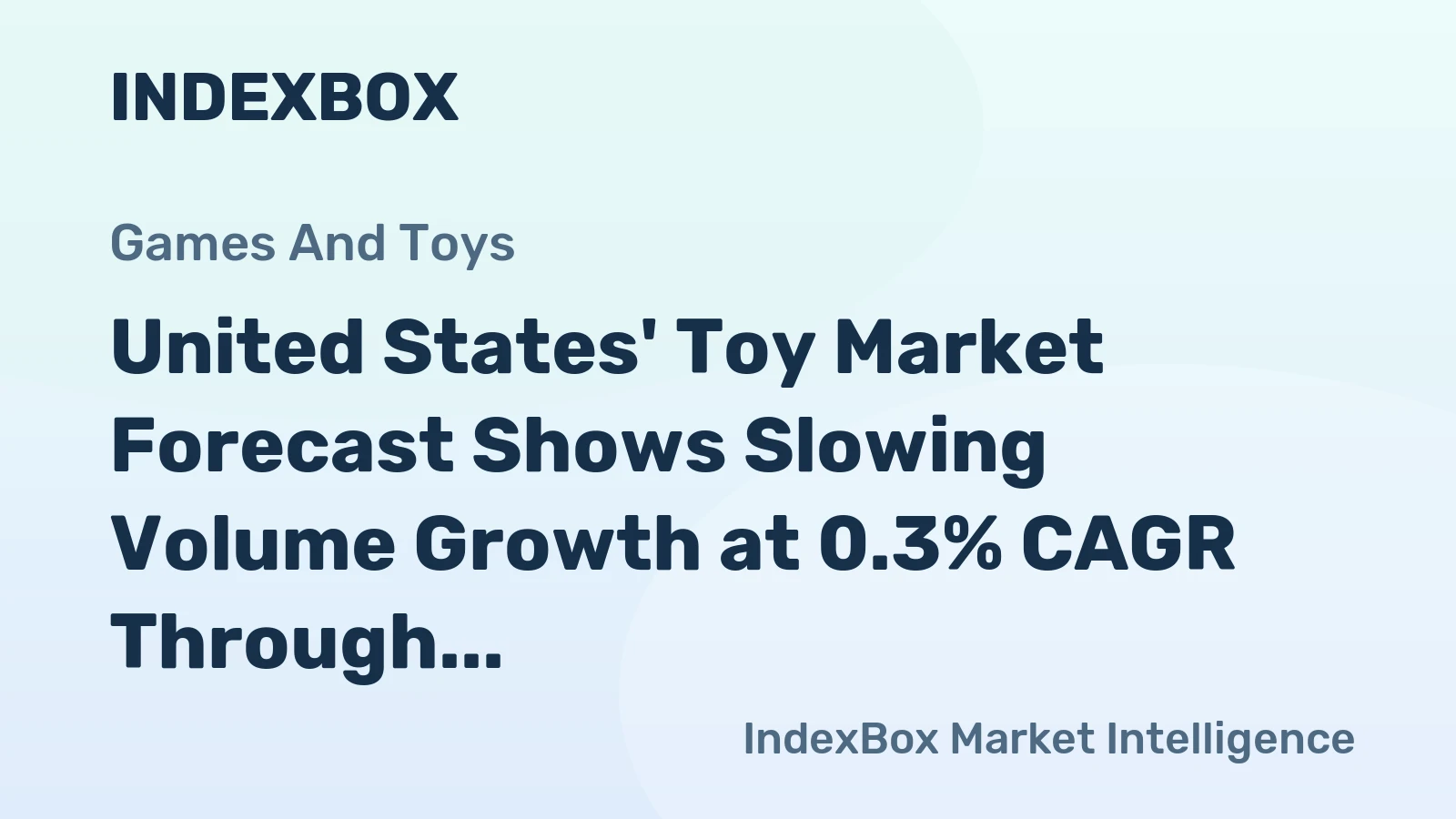 United States' Toy Market Forecast Shows Slowing Volume Growth at 0.3% CAGR Through 2035