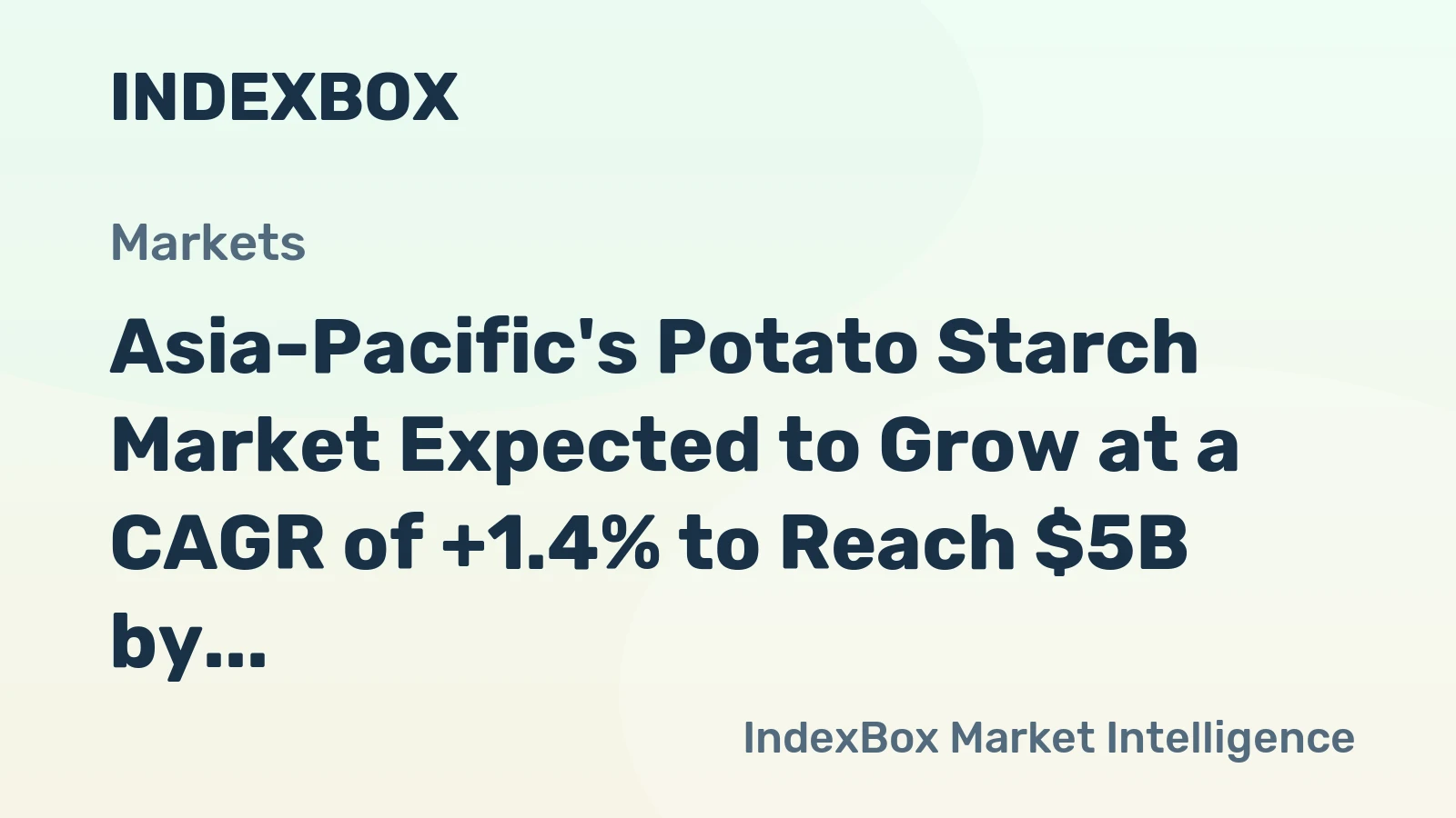 Asia-Pacific's Potato Starch Market Expected to Grow at a CAGR of +1.4% to Reach $5B by 2035