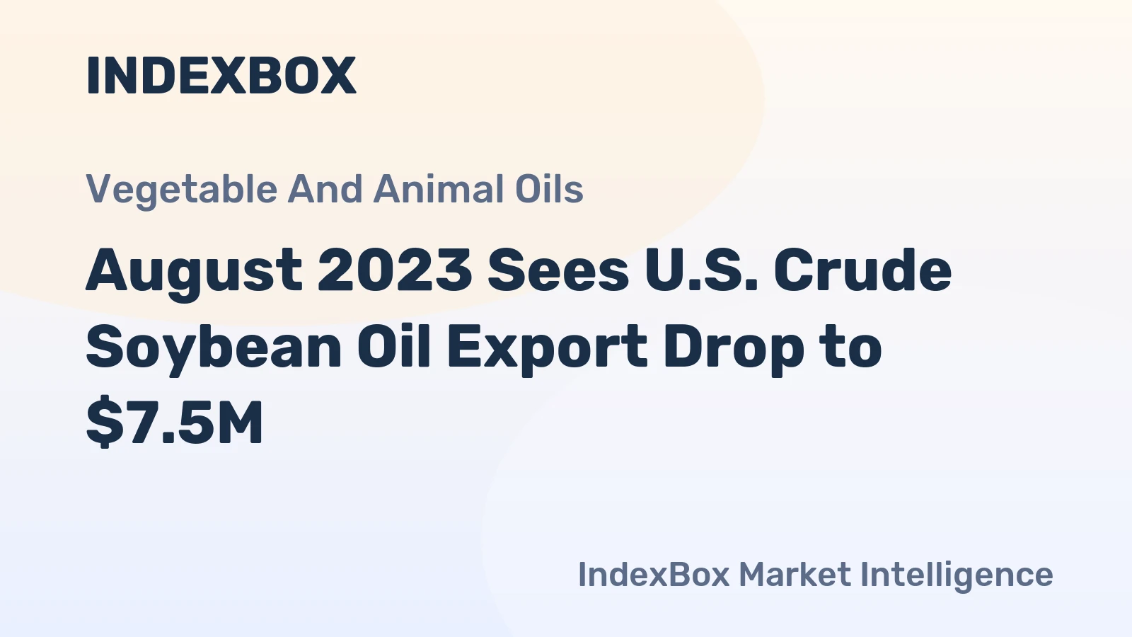 August 2023 Sees U.S. Crude Soybean Oil Export Drop to $7.5M