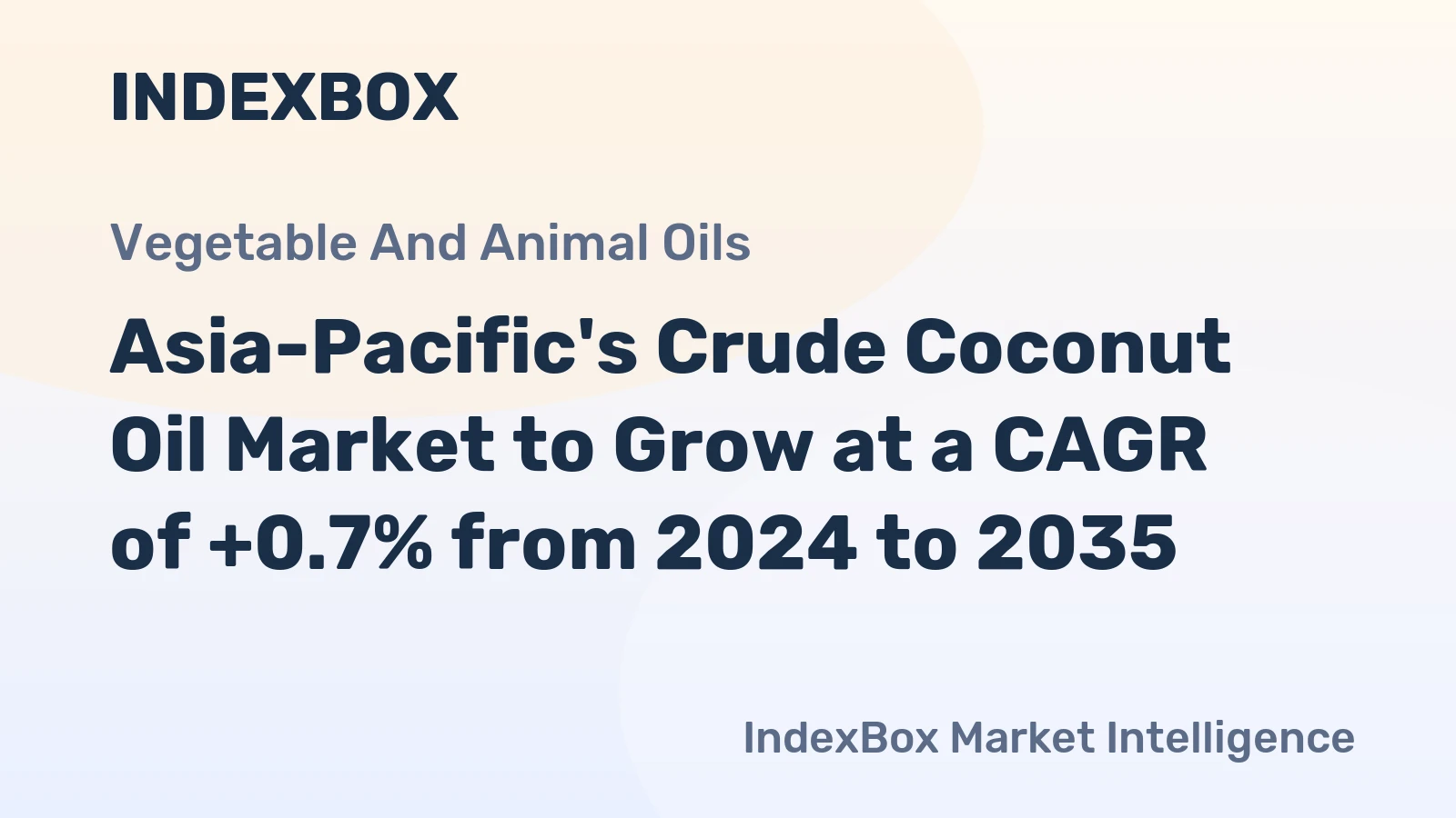 Asia-Pacific's Crude Coconut Oil Market to Grow at a CAGR of +0.7% from 2024 to 2035