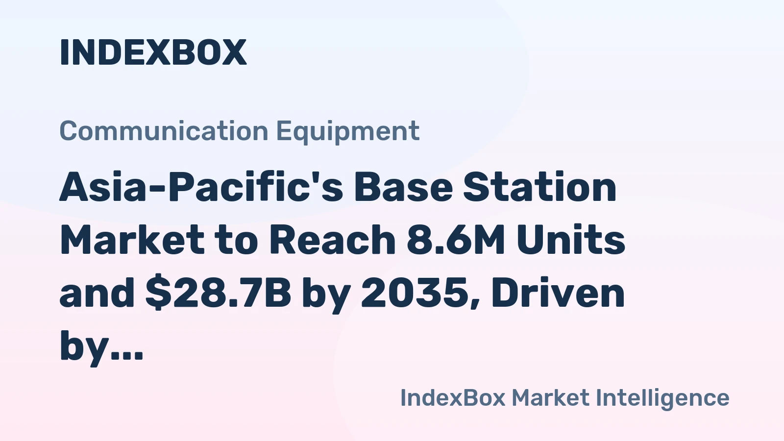 Asia-Pacific's Base Station Market to Reach 8.6M Units and $28.7B by 2035, Driven by Rising Demand