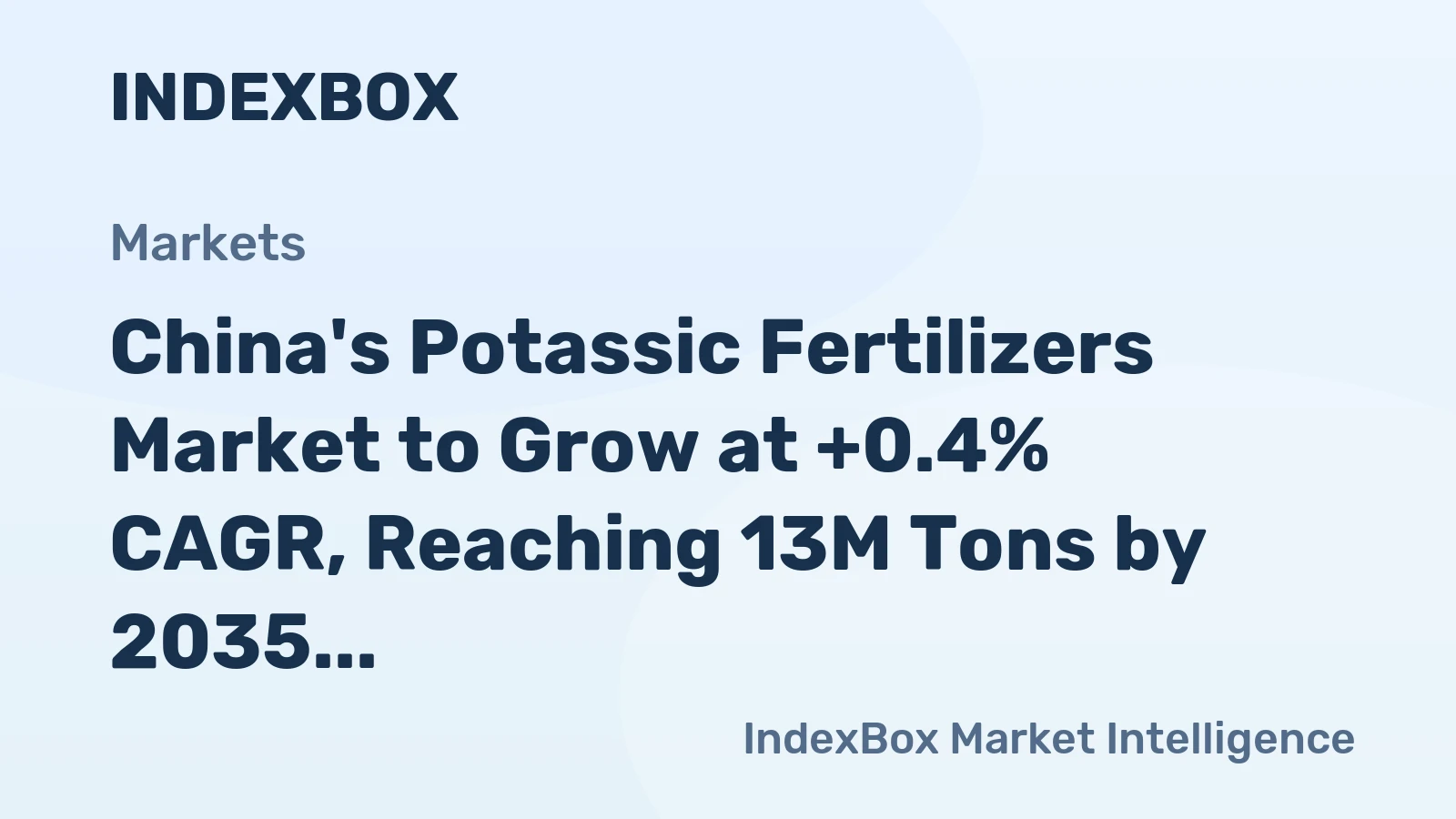 China's Potassic Fertilizers Market to Grow at +0.4% CAGR, Reaching 13M Tons by 2035