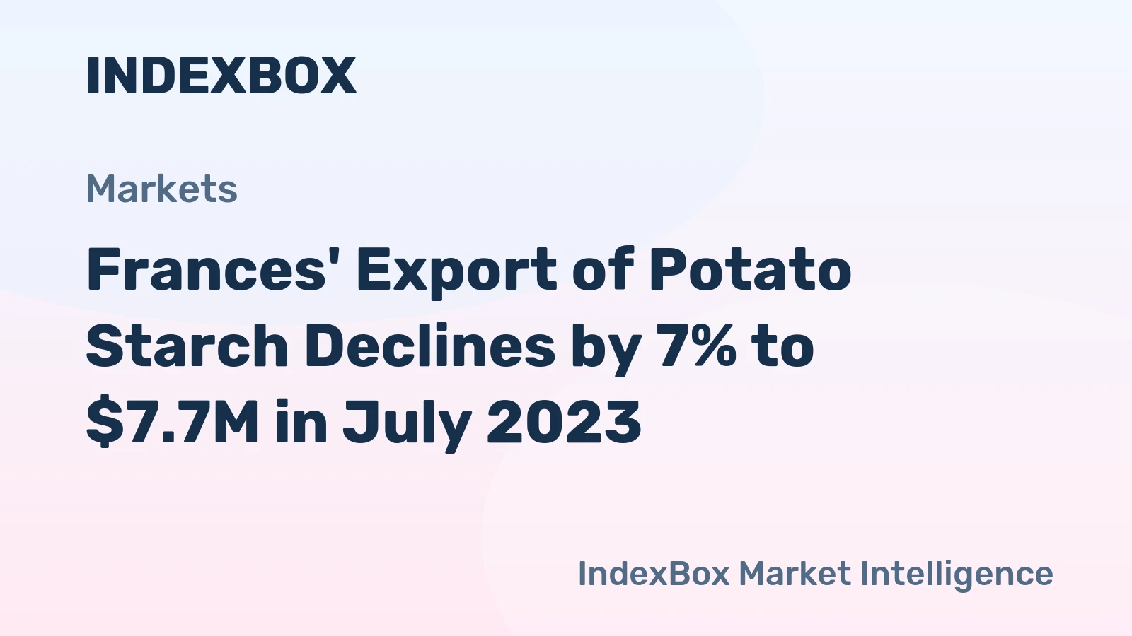 Frances' Export of Potato Starch Declines by 7% to $7.7M in July 2023