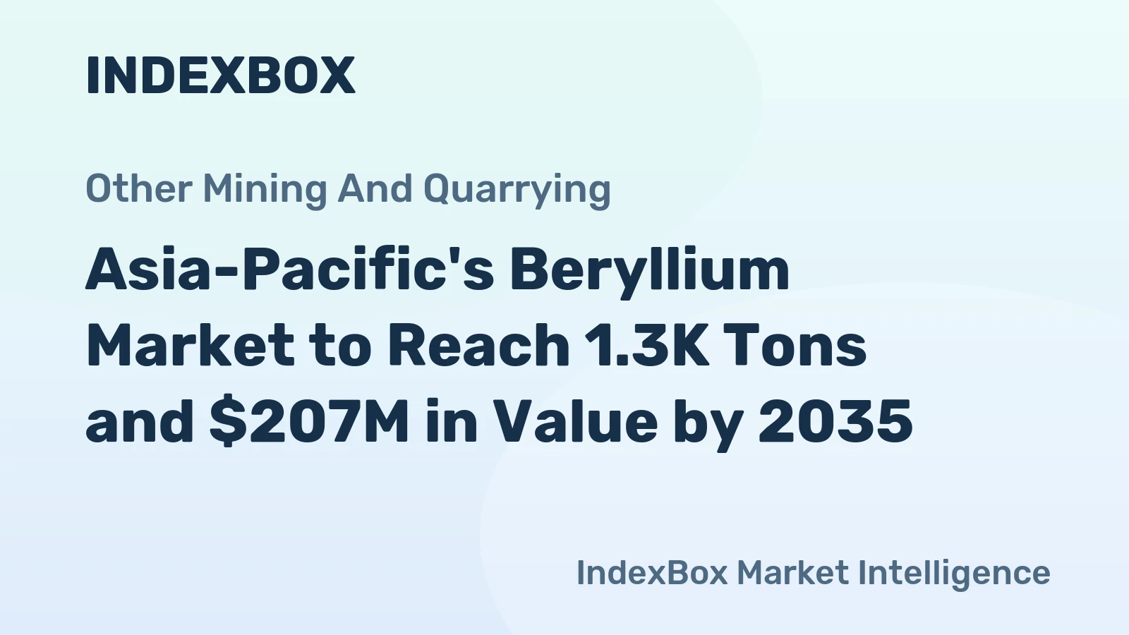 Asia-Pacific's Beryllium Market to Reach 1.3K Tons and $207M in Value by 2035