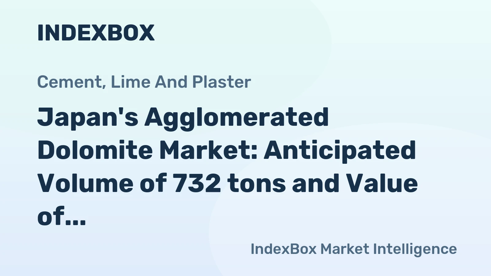 Japan's Agglomerated Dolomite Market: Anticipated Volume of 732 tons and Value of $708K by 2035