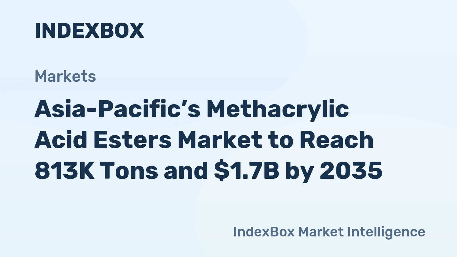 Asia-Pacific’s Methacrylic Acid Esters Market to Reach 813K Tons and $1.7B by 2035