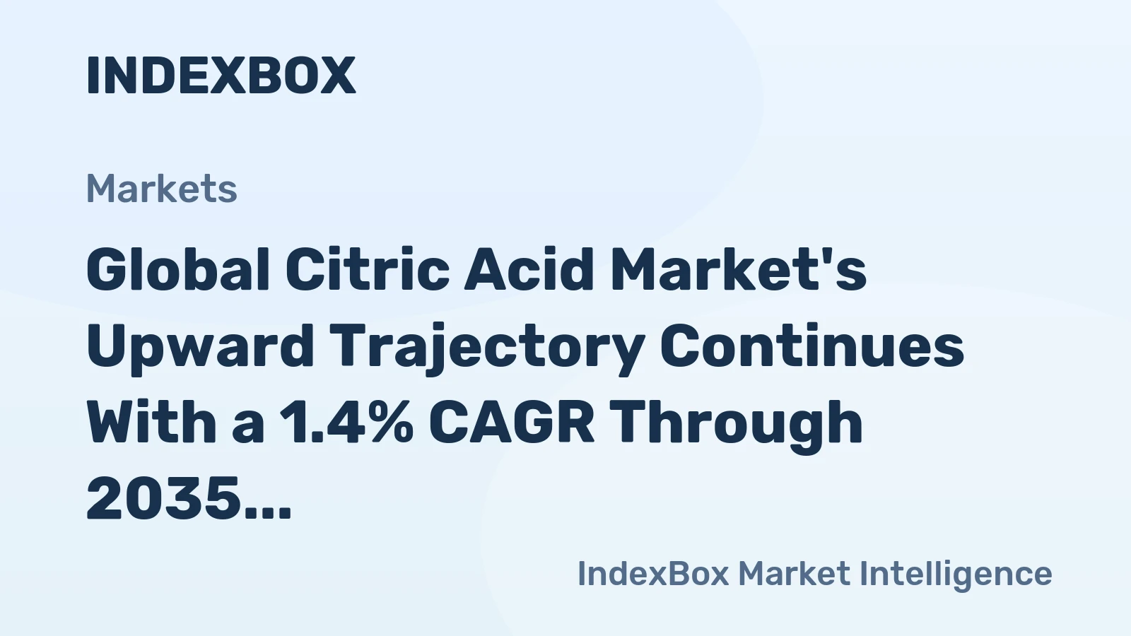 Global Citric Acid Market's Upward Trajectory Continues With a 1.4% CAGR Through 2035