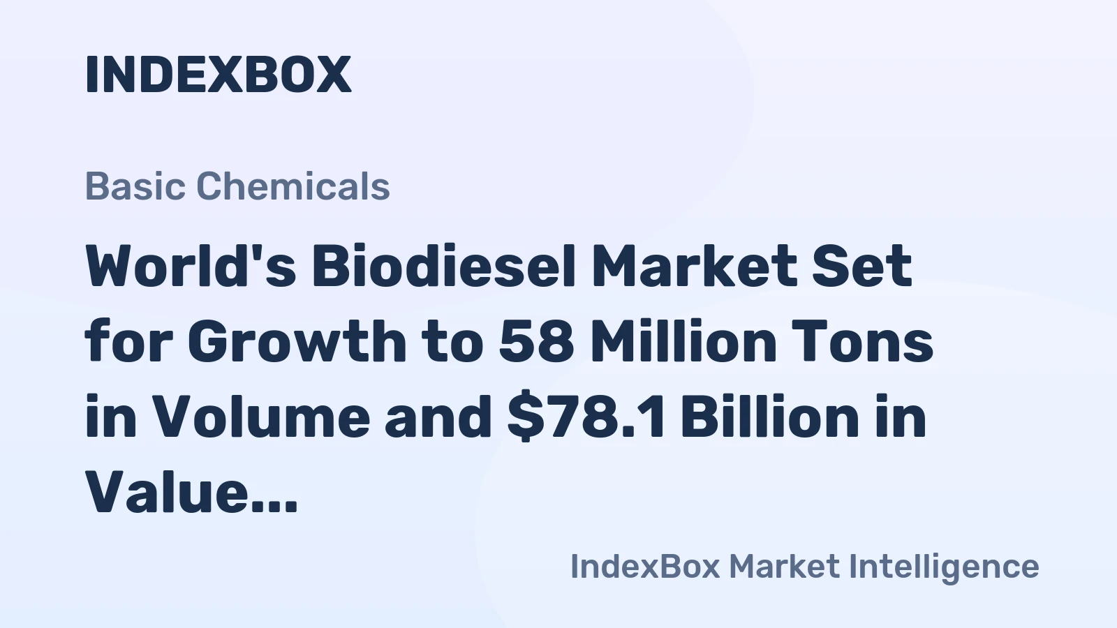 World's Biodiesel Market Set for Growth to 58 Million Tons in Volume and $78.1 Billion in Value by 2035