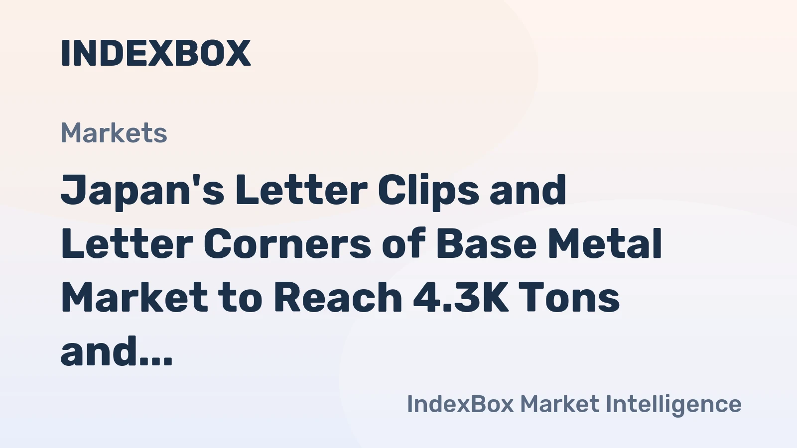 Japan's Letter Clips and Letter Corners of Base Metal Market to Reach 4.3K Tons and $63M by 2035