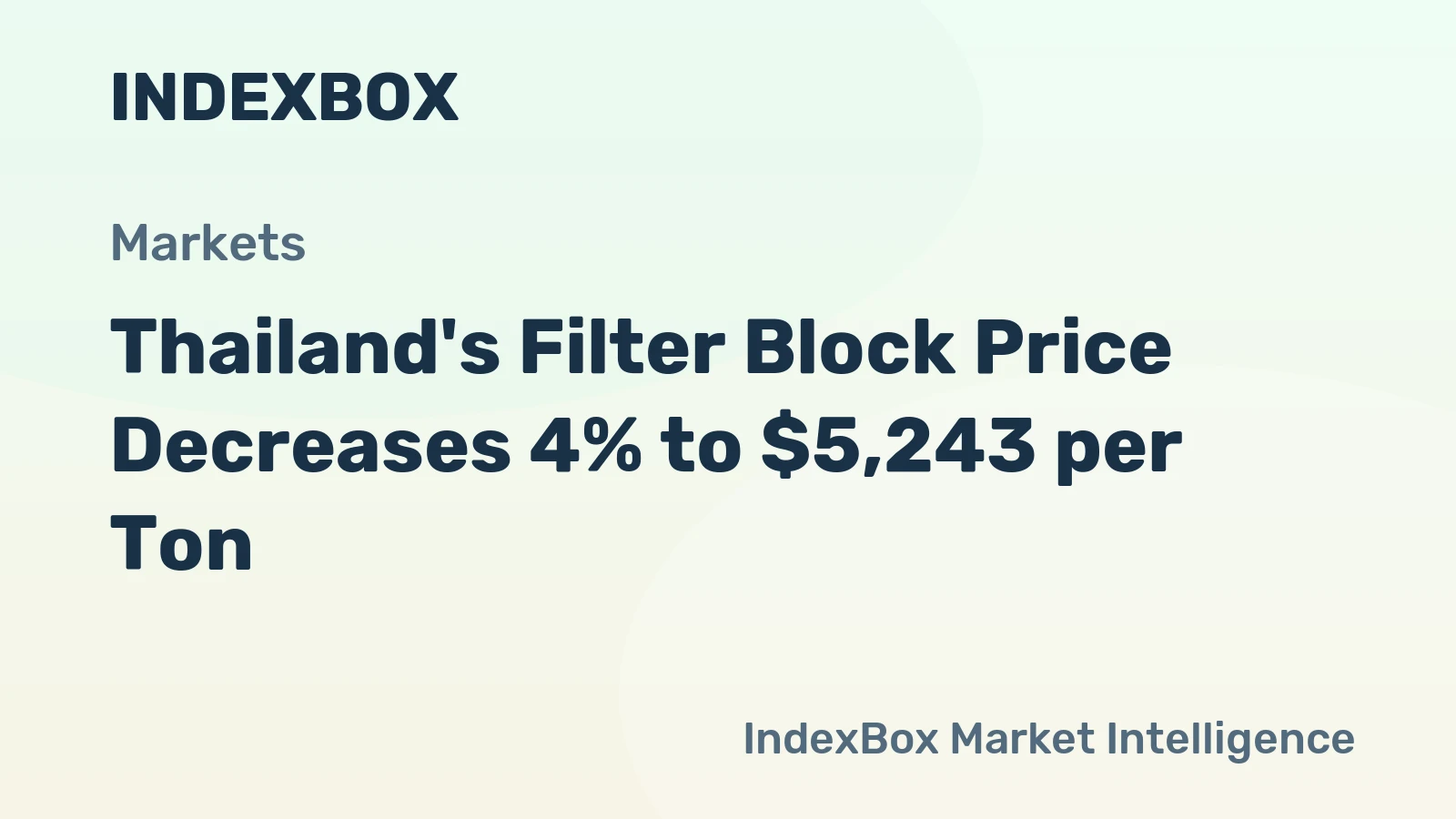 Thailand's Filter Block Price Decreases 4% to $5,243 per Ton