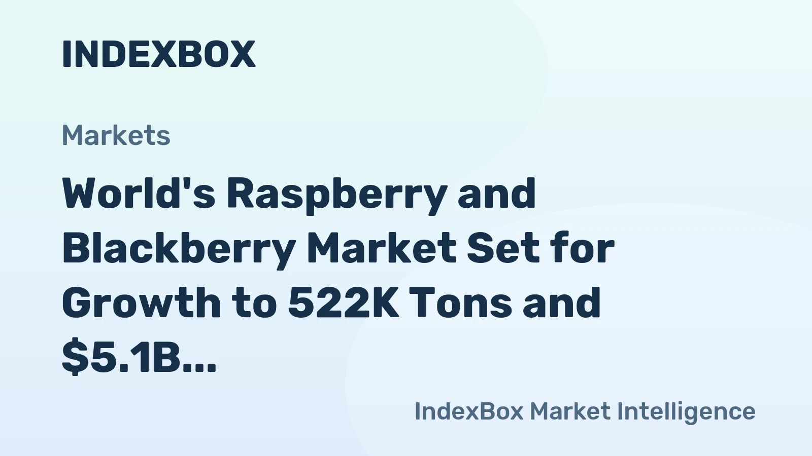 World's Raspberry and Blackberry Market Set for Growth to 522K Tons and $5.1B by 2035