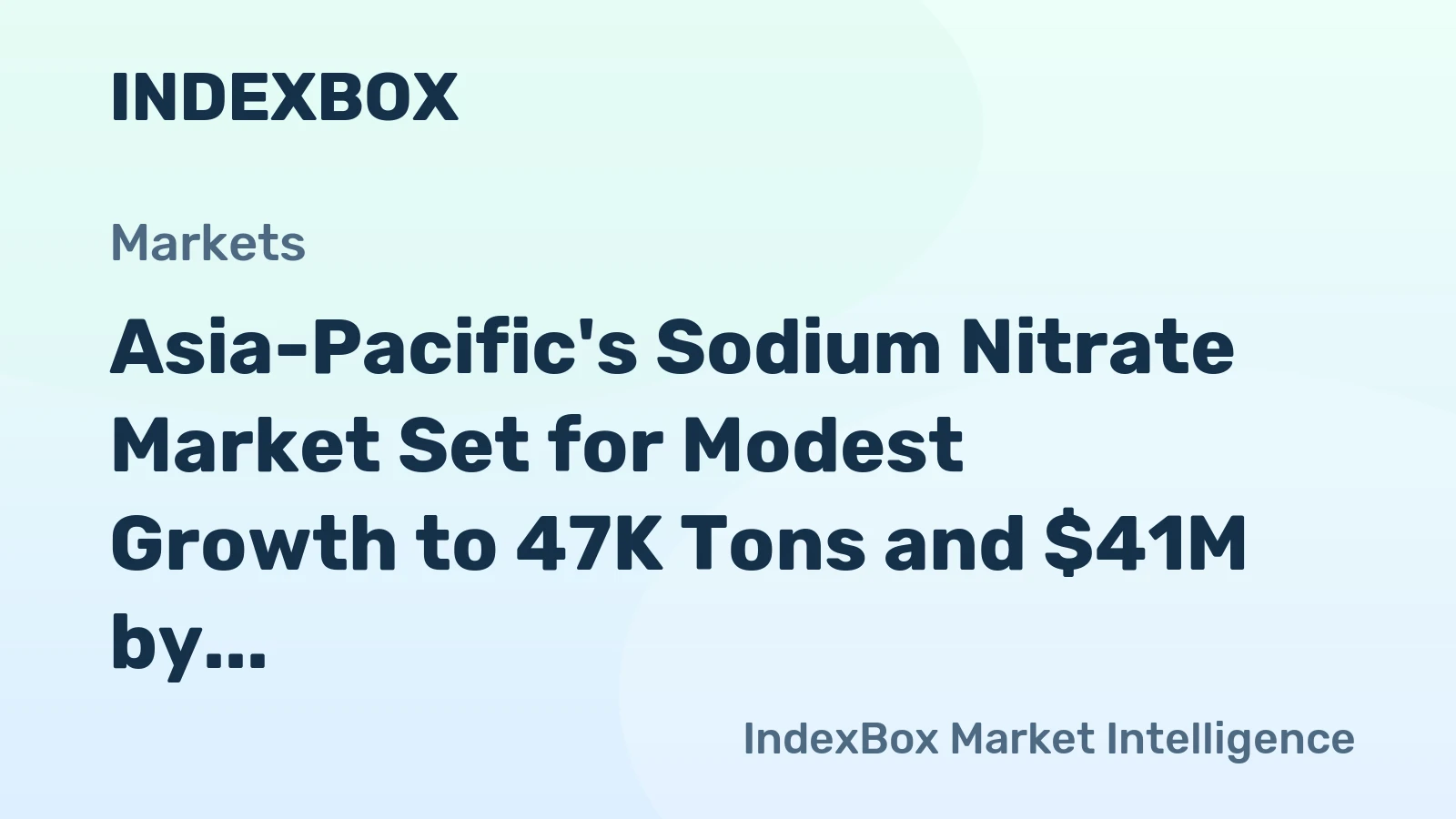 Asia-Pacific's Sodium Nitrate Market Set for Modest Growth to 47K Tons and $41M by 2035
