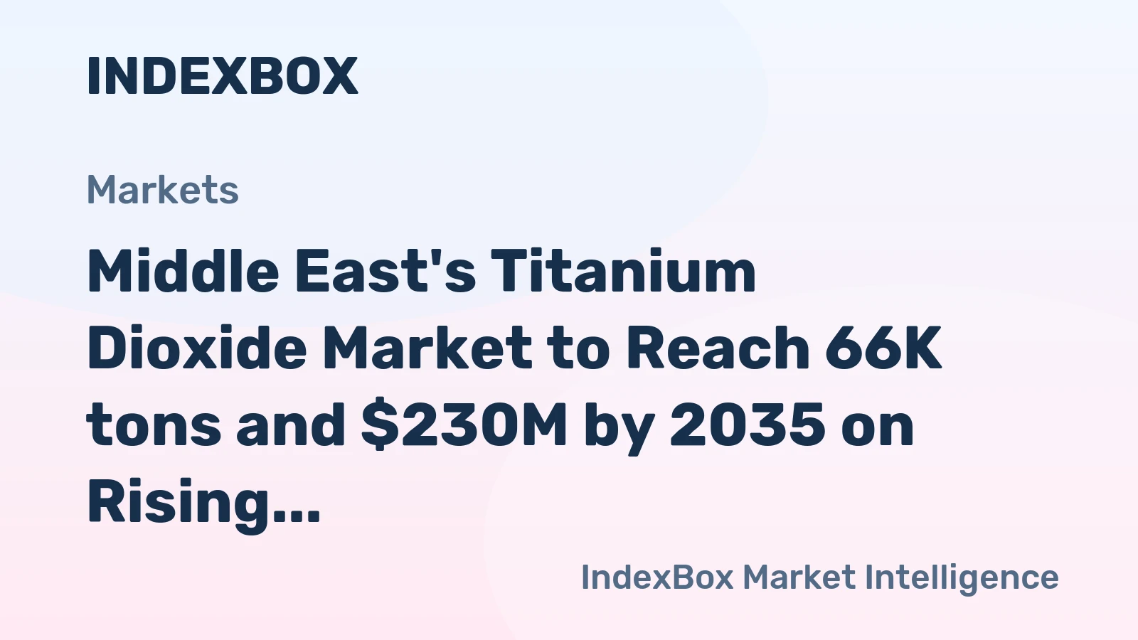 Middle East's Titanium Dioxide Market to Reach 66K tons and $230M by 2035 on Rising Demand