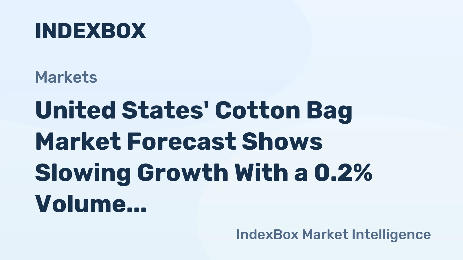 United States' Cotton Bag Market Forecast Shows Slowing Growth With a 0.2% Volume CAGR