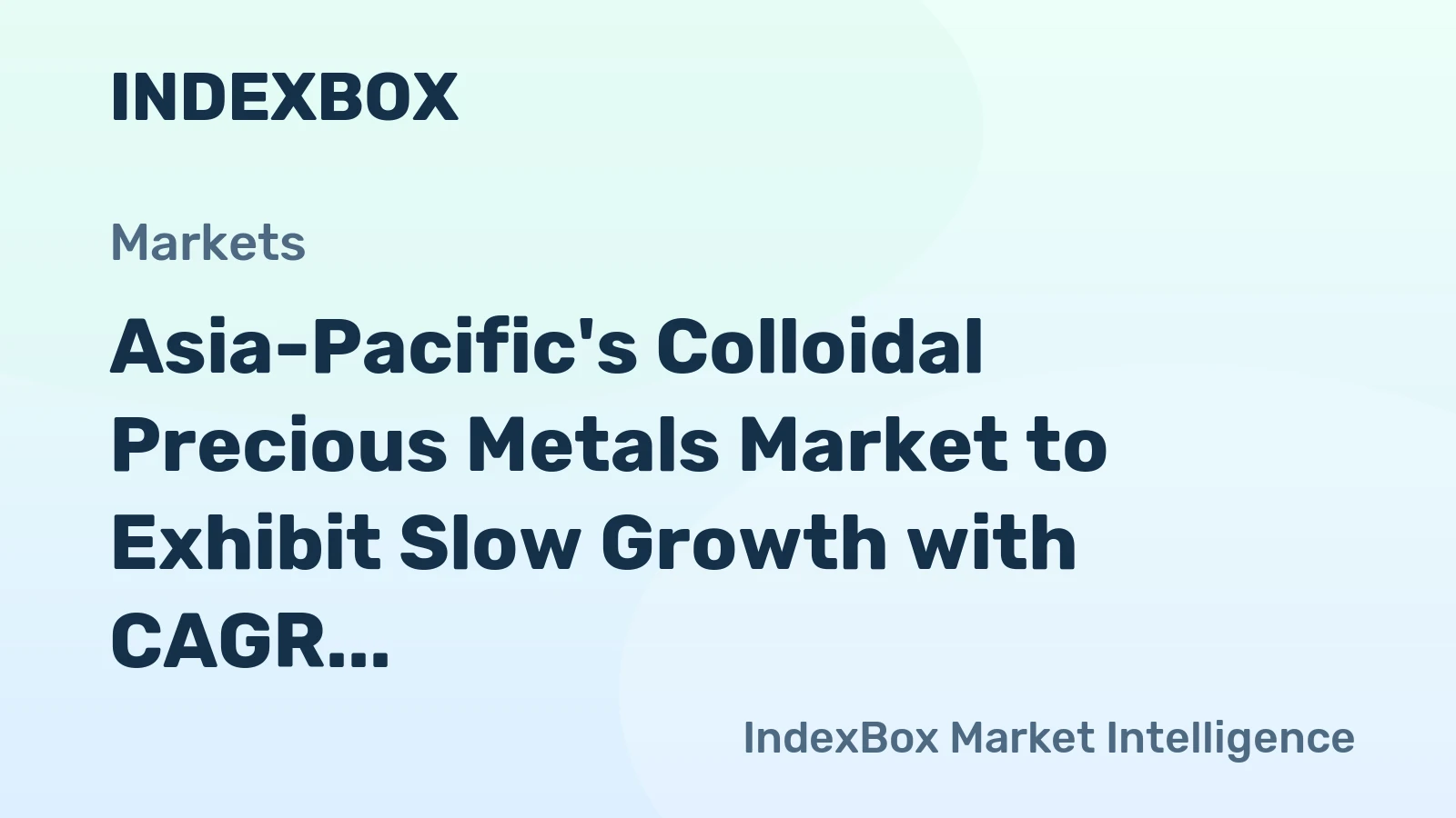 Asia-Pacific's Colloidal Precious Metals Market to Exhibit Slow Growth with CAGR of +0.7% over 2024-2035