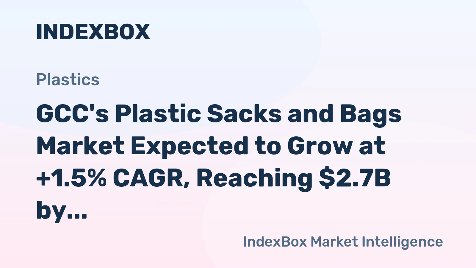 GCC's Plastic Sacks and Bags Market Expected to Grow at +1.5% CAGR, Reaching $2.7B by 2035