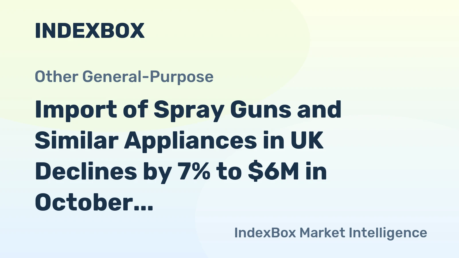 Import of Spray Guns and Similar Appliances in UK Declines by 7% to $6M in October 2023