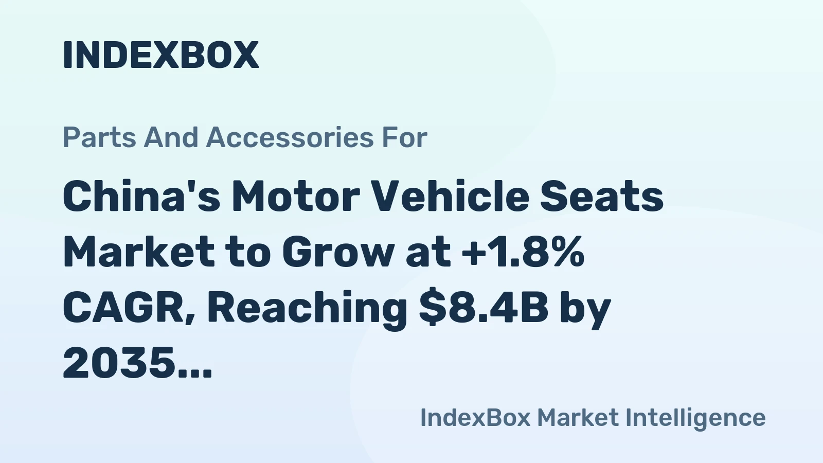 China's Motor Vehicle Seats Market to Grow at +1.8% CAGR, Reaching $8.4B by 2035