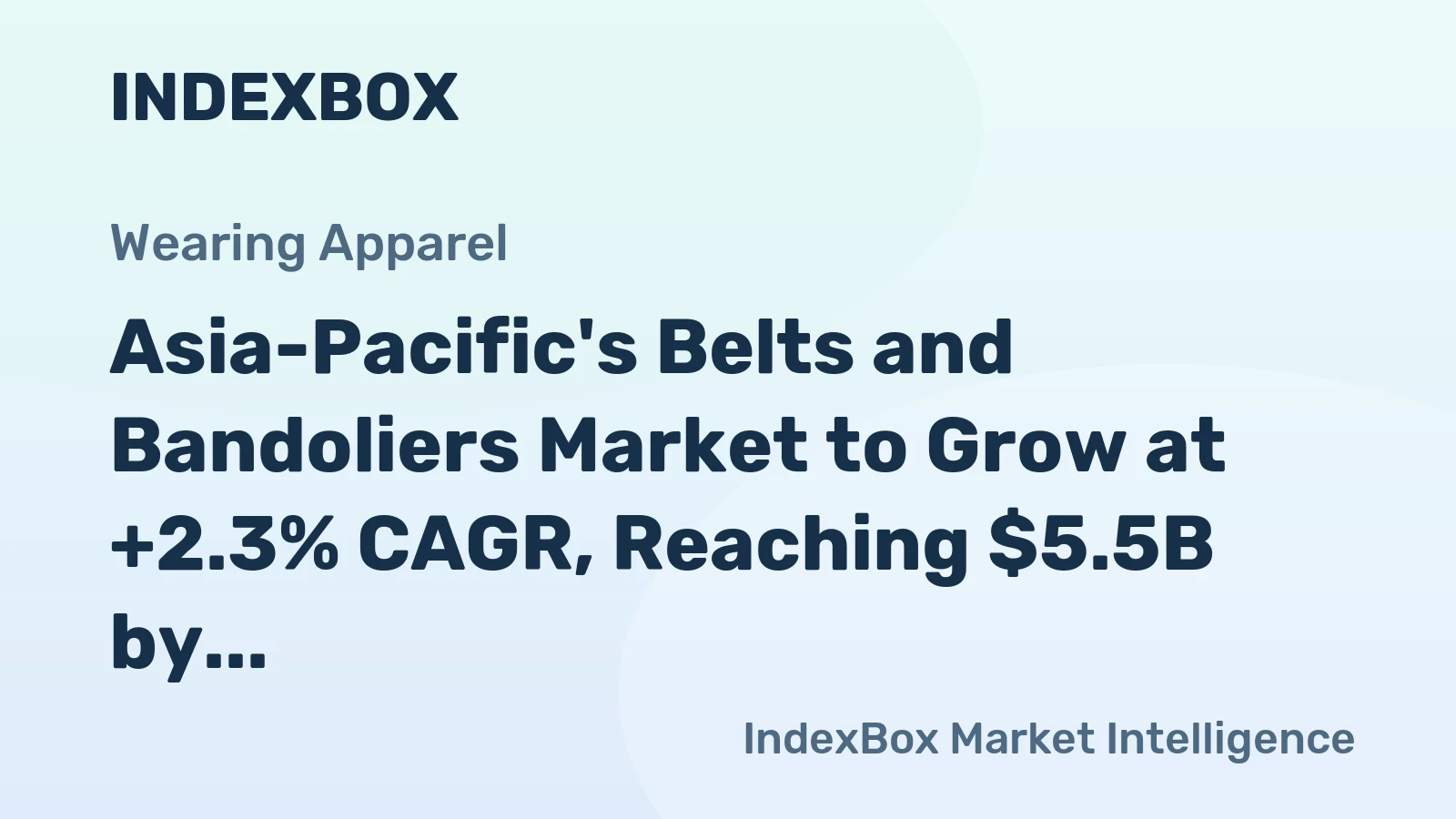 Asia-Pacific's Belts and Bandoliers Market to Grow at +2.3% CAGR, Reaching $5.5B by 2035