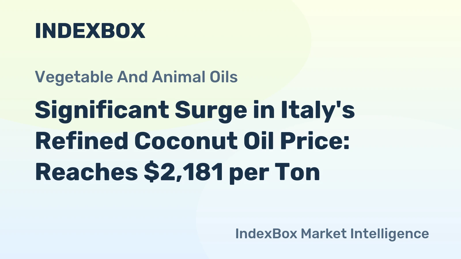 Significant Surge in Italy's Refined Coconut Oil Price: Reaches $2,181 per Ton