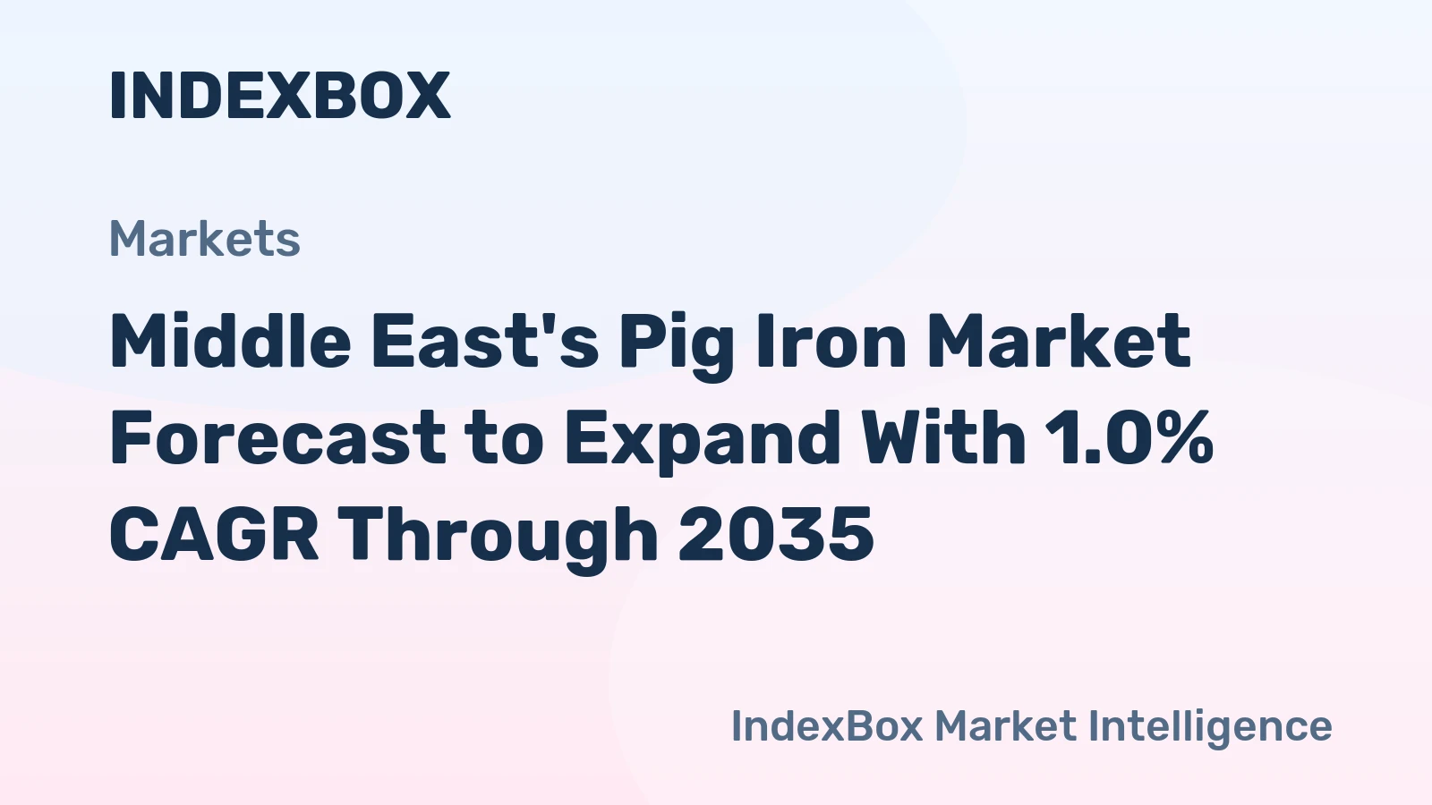 Middle East's Pig Iron Market Forecast to Expand With 1.0% CAGR Through 2035