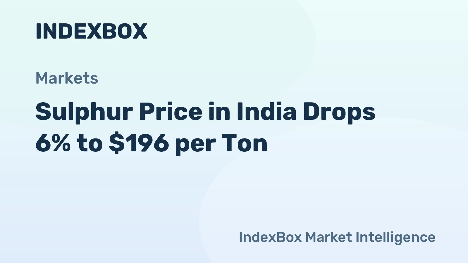 Sulphur Price in India Drops 6% to $196 per Ton