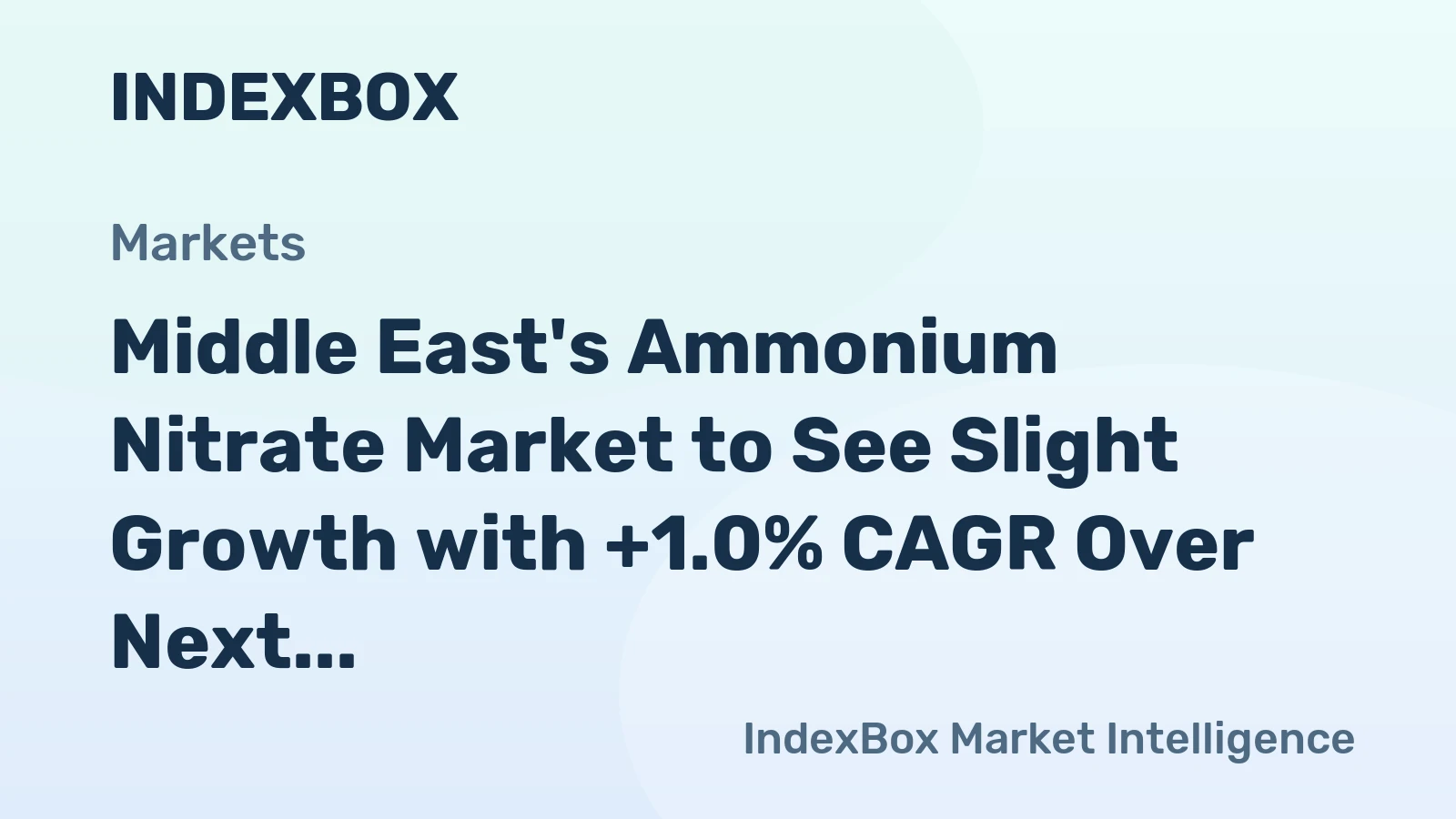 Middle East's Ammonium Nitrate Market to See Slight Growth with +1.0% CAGR Over Next Decade