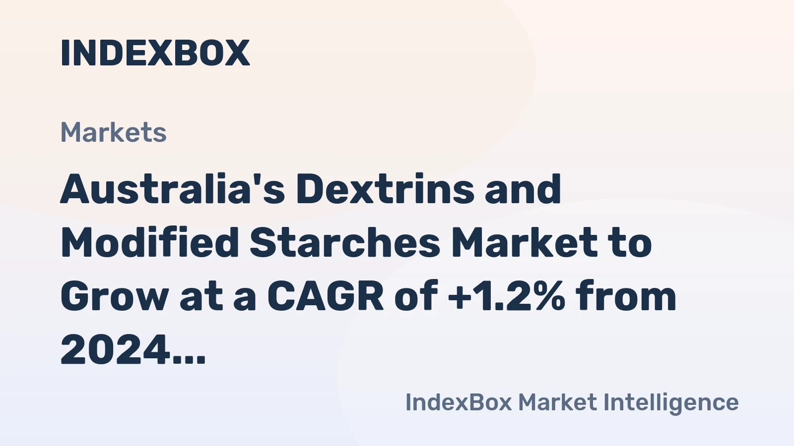 Australia's Dextrins and Modified Starches Market to Grow at a CAGR of +1.2% from 2024 to 2035