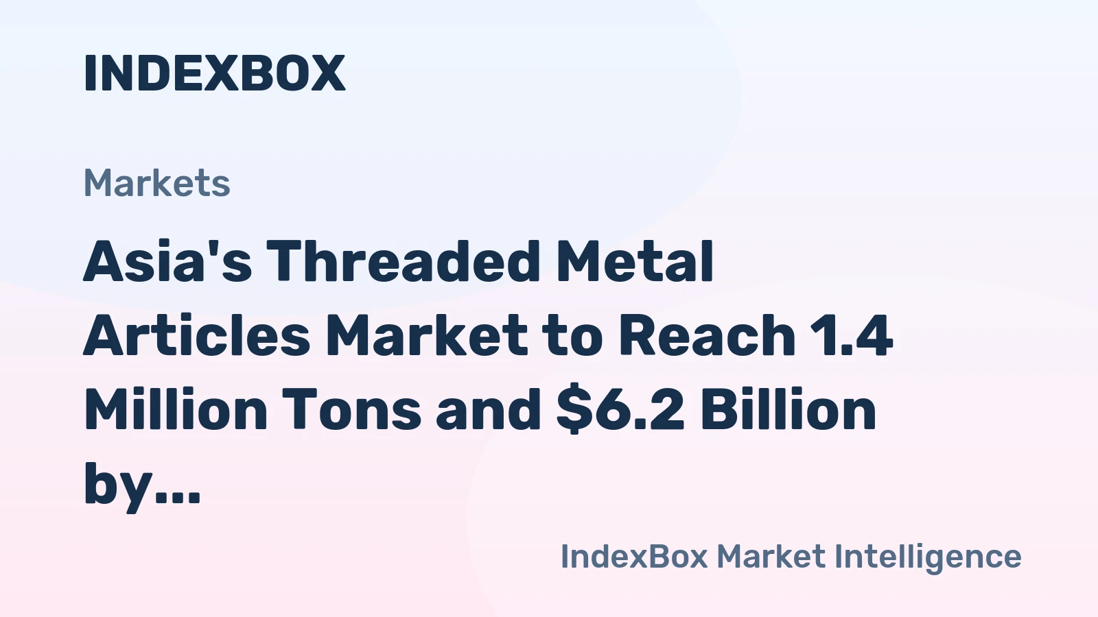 Asia's Threaded Metal Articles Market to Reach 1.4 Million Tons and $6.2 Billion by 2035