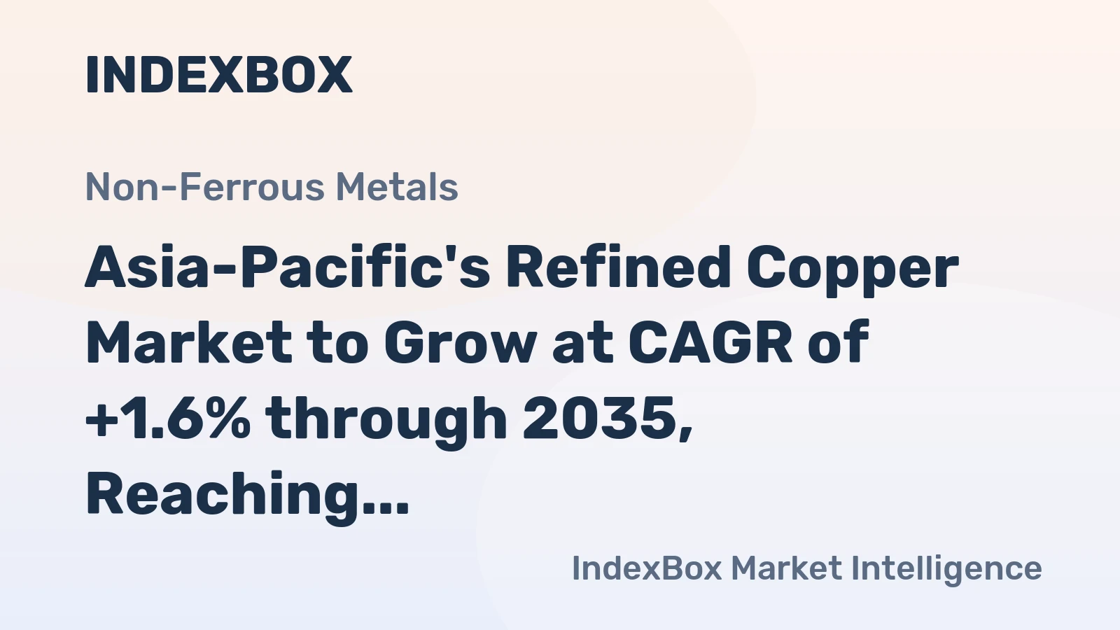 Asia-Pacific's Refined Copper Market to Grow at CAGR of +1.6% through 2035, Reaching $138.8B